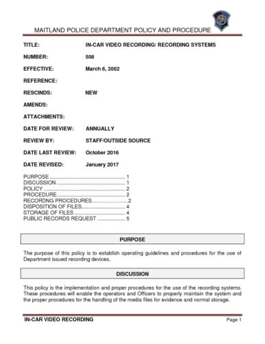 Maitland police Department Policy and Procedure - Bryce A. Fetter