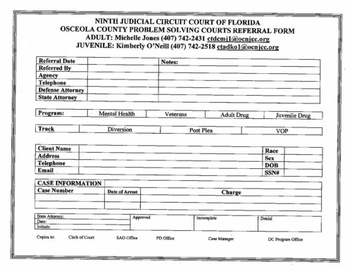 Osceola County Problem Solving Court Referral Form - Bryce A. Fetter